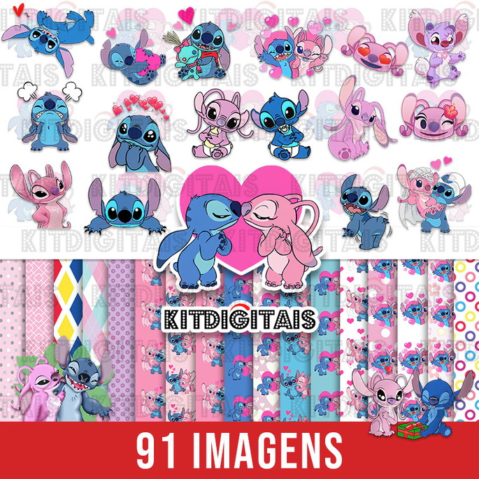 Kit Digital Stitch e Angel | Elo7 Produtos Especiais Kit Digital Stitch e Angel | Elo7 Produtos Especiais