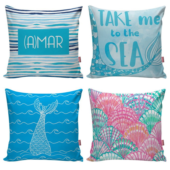Kit 4 Capas De Almofadas Mar Nautico Sereia Kt4 69 Elo7