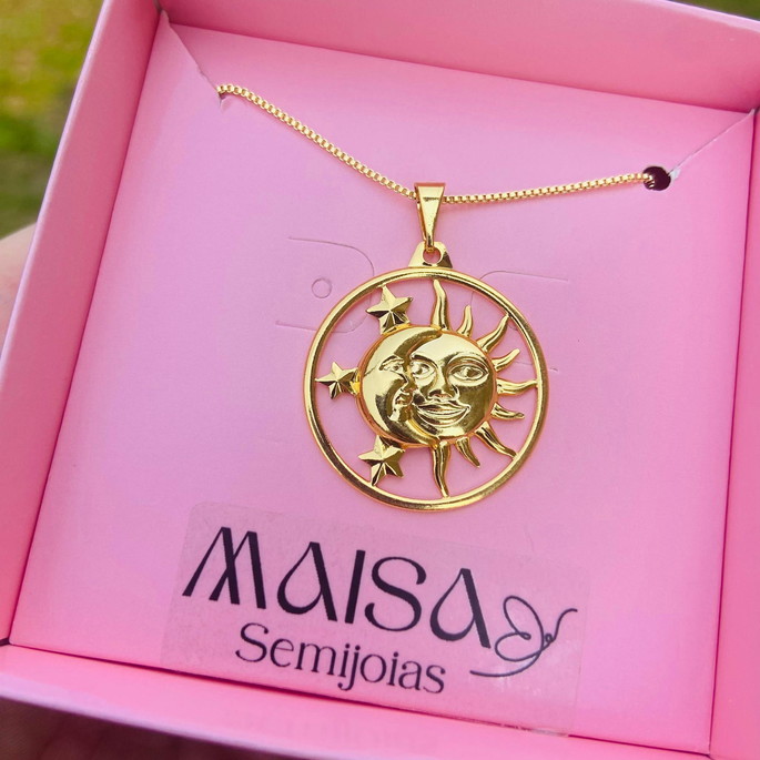 Colar Sol e Lua | Loja Maisa Semijoias | Elo7 Produtos Especiais