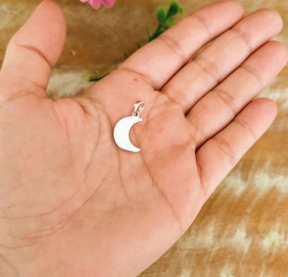 Pingente Meia Lua Prata 925 | Elo7 Produtos Especiais