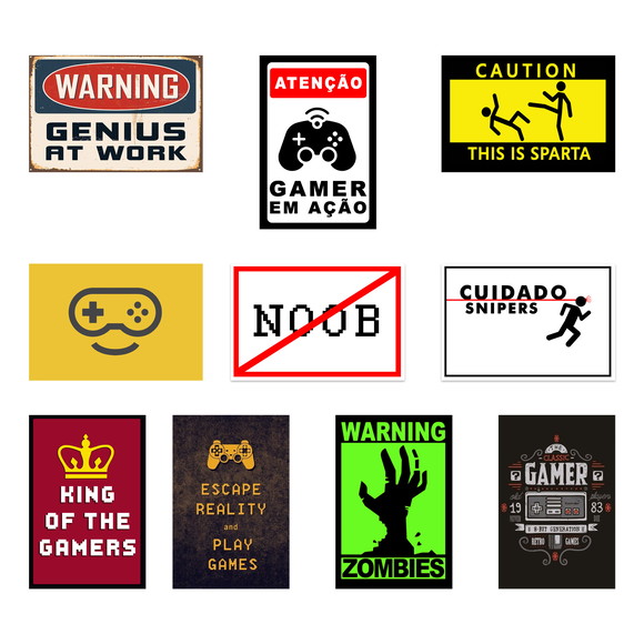Kit 10 Placas Decorativas Quadrinhos Geek Nerd Gamer Games No Elo7