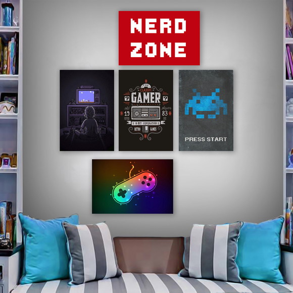 Kit 5 Placas Decorativas Quadros Nerd Gamer Geek Jogos Pc Elo7