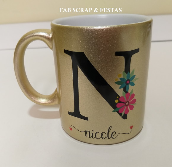 CANECA PORCELANA METALIZADA GLITTER NOME FLORAL | Elo7 CANECA PORCELANA METALIZADA GLITTER NOME FLORAL | Elo7