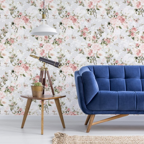 Papel De Parede Adesivo Floral Rosas Vintage Elo7