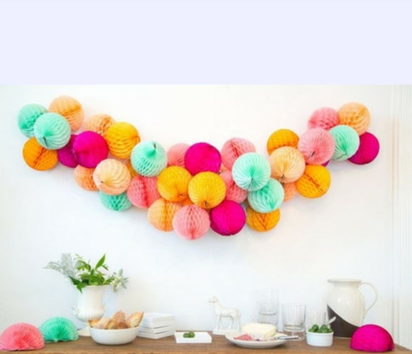 Kit 12 Balão Pompom Colmeia Bola De Papel Seda Decoração Elo7