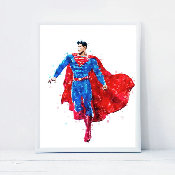 Quadro Infantil 33x43 Herói aquarela Superman | Elo7 Quadro Infantil 33x43 Herói aquarela Superman | Elo7
