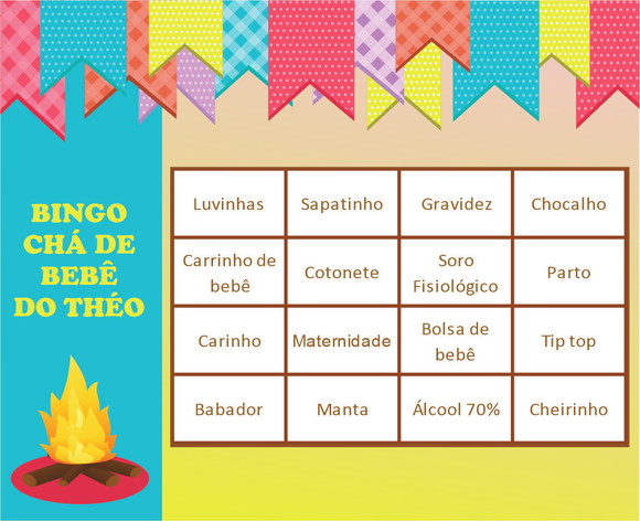 Bingo para Chá de Bebê ou Revelação - Tema Festa Junina ... Bingo para Chá de Bebê ou Revelação - Tema Festa Junina ...