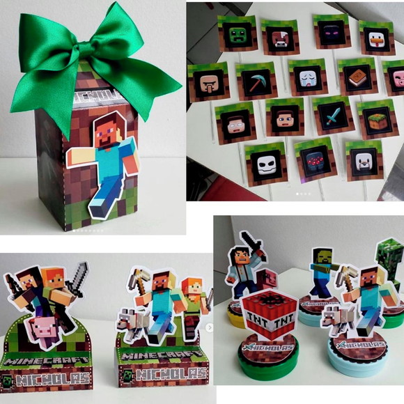 Arquivo de Corte Digital Kit Minecraft + BRINDE | Elo7 Arquivo de Corte Digital Kit Minecraft + BRINDE | Elo7