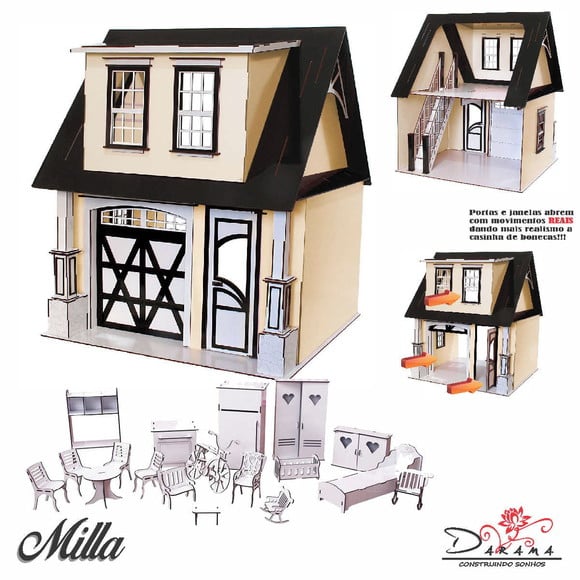 Kit Casa Boneca Escala Barbie Garagem Milla Crem 18 Movel Ab No Elo7 Darama 1a42182