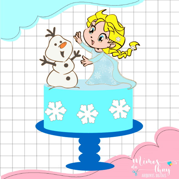 Arquivo De Corte Topo De Bolo Frozen Elza E Olaf 009 Elo7