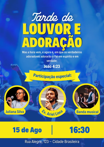 Flyer Panfleto Digital Flyer Para Tarde De Louvor E Adoração
