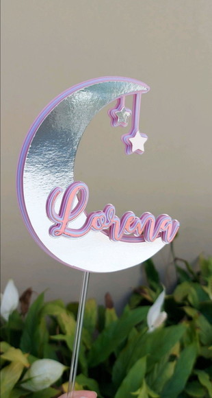 Topo de Bolo Lua em Camadas C 12 Topper de Docinho | Elo7