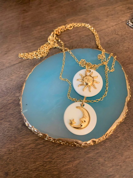 Colar Duplo Dourado Sol e Lua | Elo7 Produtos Especiais