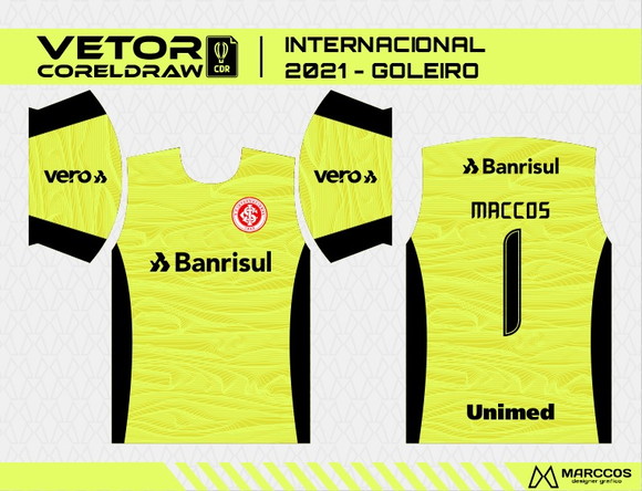 Arte Vetor Camisa Internacional Goleiro Amarela 2021/2022 | Elo7 Arte Vetor Camisa Internacional Goleiro Amarela 2021/2022 | Elo7