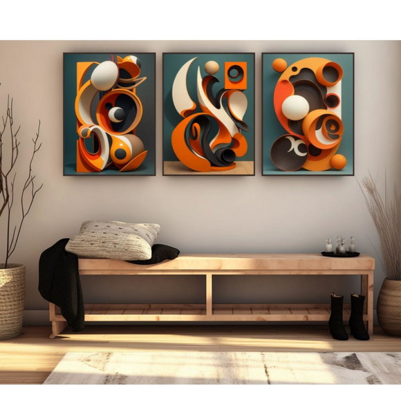 Kit Com 3 Quadros Decorativos Abstrato 30x40 Elo7