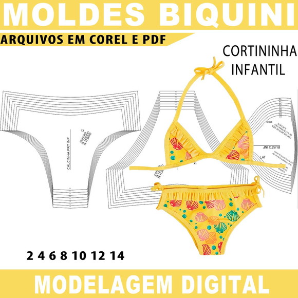 Moldes Infantil Biquini Modelagem Cortininha Crianças | Elo7 Moldes Infantil Biquini Modelagem Cortininha Crianças | Elo7