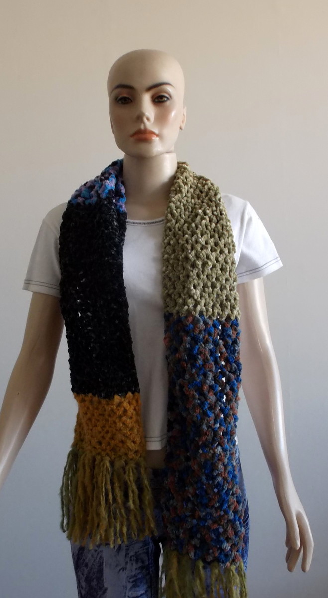 Cachecol de Lã em Crochê Inverno Colorido | Elo7