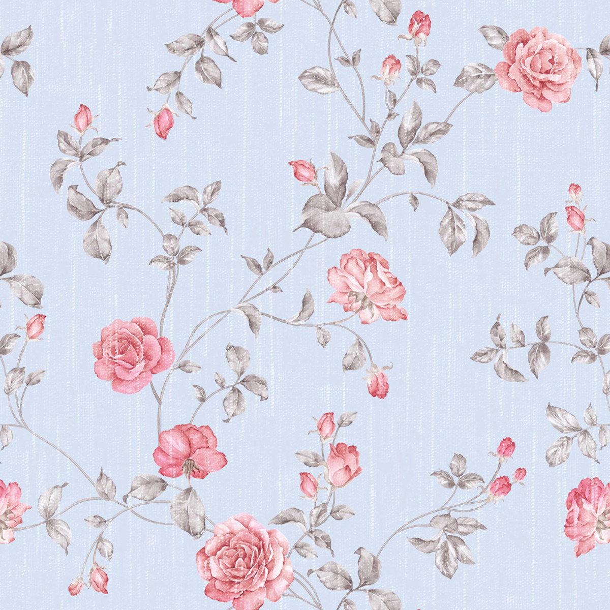 Papel De Parede Autocolante Floral Rosas Com Fundo Azul Elo7