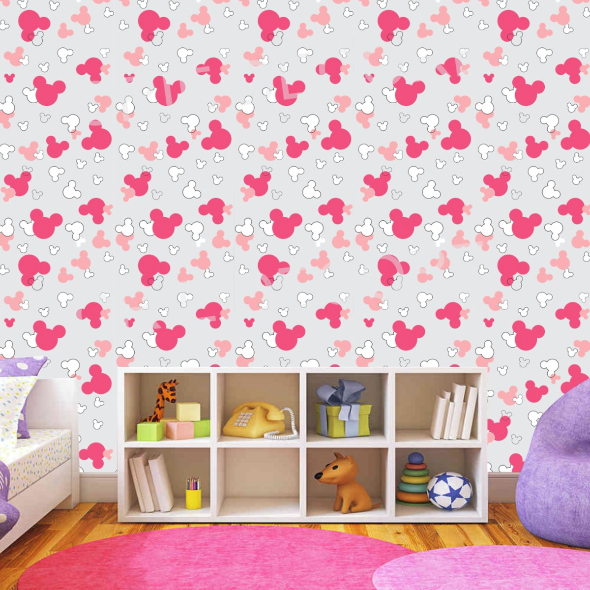 Papel De Parede Disney Mickey Minnie Rosa Elo7