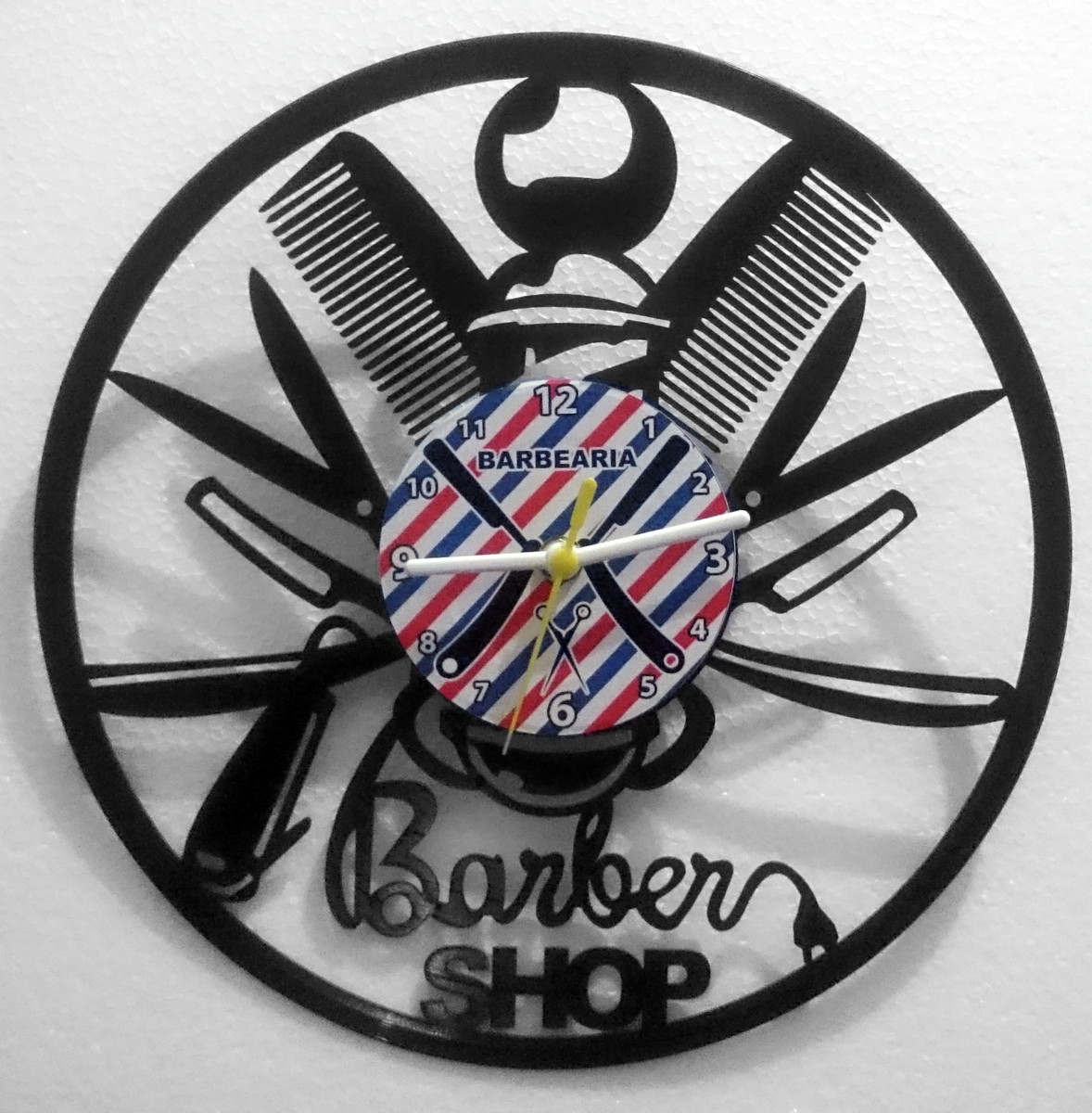 Relógio de Parede em Disco de Vinil - barbearia no Elo7 | NobregasArte ... Relógio de Parede em Disco de Vinil - barbearia no Elo7 | NobregasArte ...