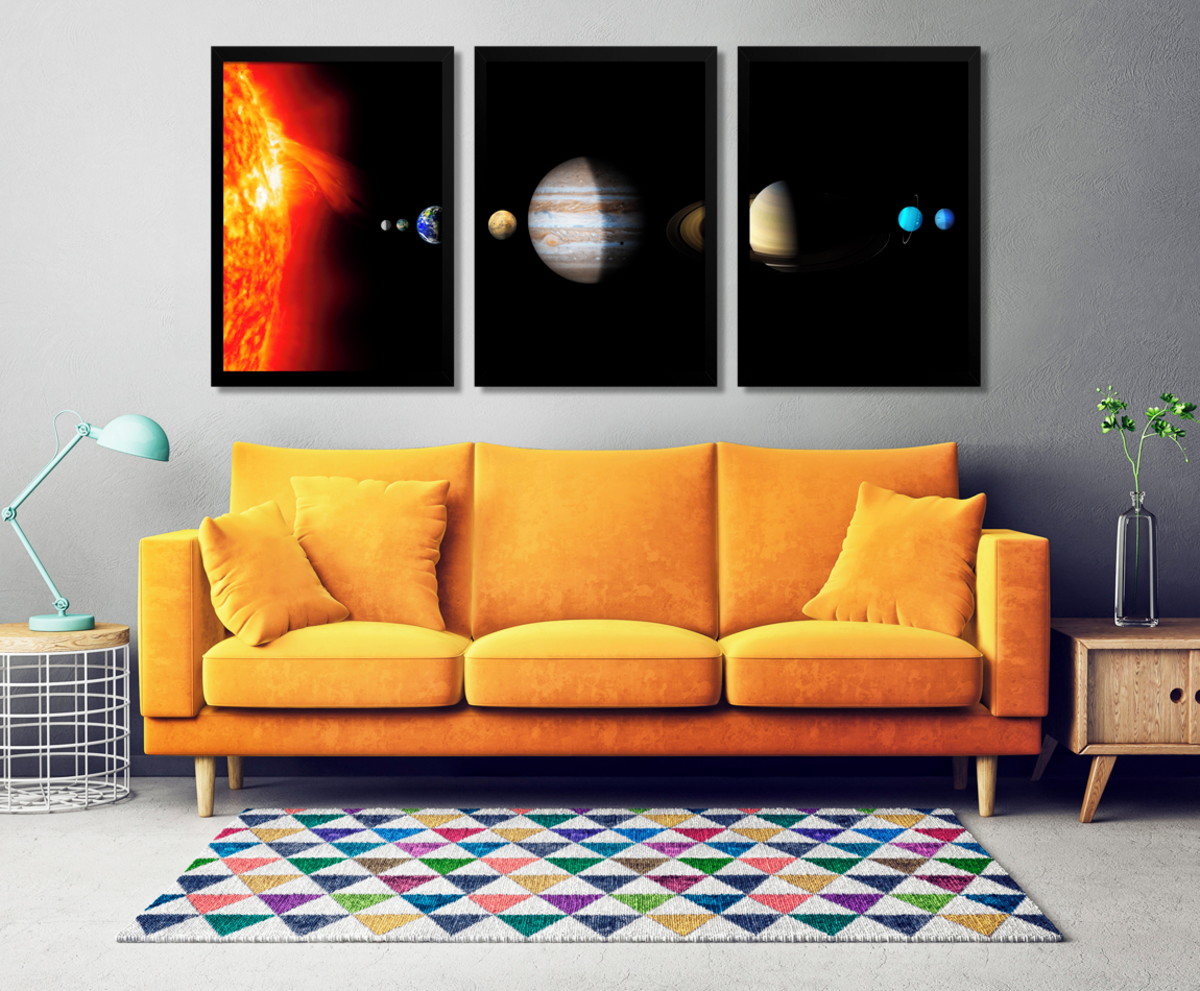 Quadros Sistema Solar Planetas Decoração Moldura E Vidro A No Elo7
