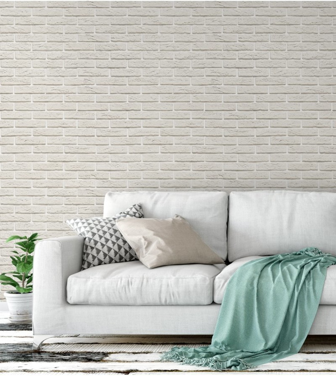 Papel De Parede 3d Vinilico Tijolo A Vista Bege Sala Quarto