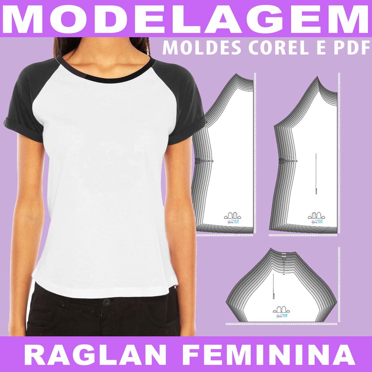 Modelagem Camiseta Raglan Feminina Moldes Corel Pdf | Elo7 Modelagem Camiseta Raglan Feminina Moldes Corel Pdf | Elo7