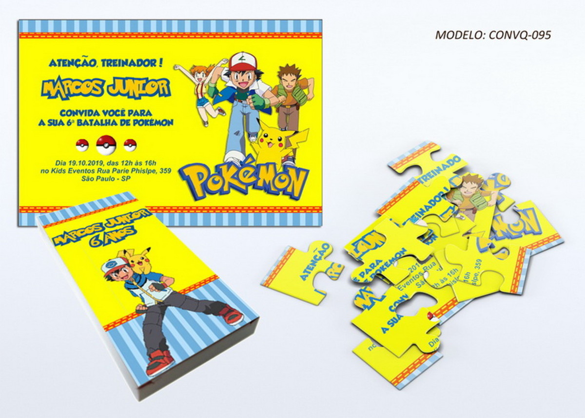 Convite quebra cabeça - Pokemon | Elo7 Produtos Especiais Convite quebra cabeça - Pokemon | Elo7 Produtos Especiais