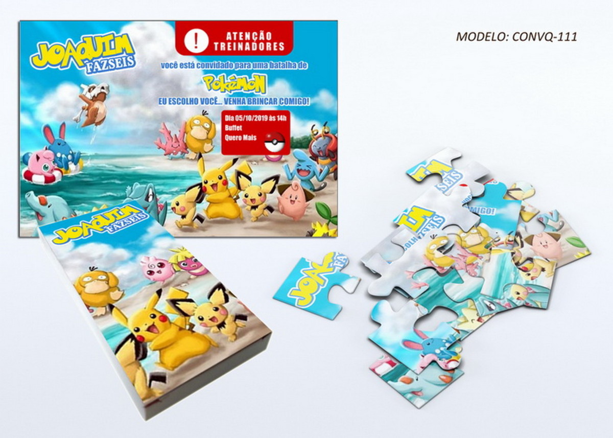 Convite quebra cabeça - Pokemon | Elo7 Produtos Especiais Convite quebra cabeça - Pokemon | Elo7 Produtos Especiais