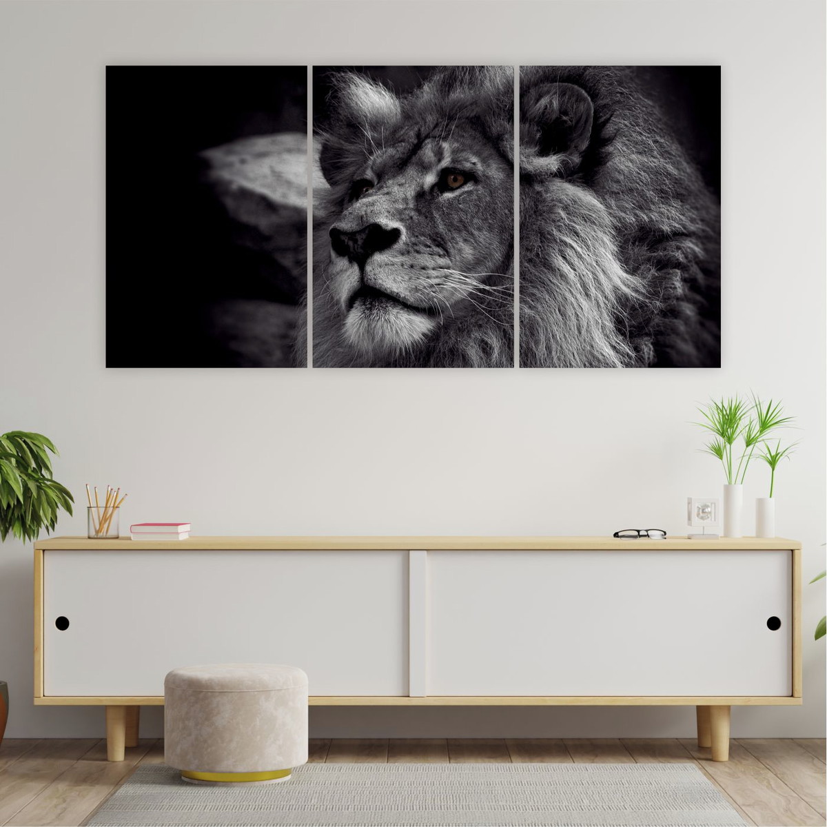 Quadros Decorativos Em Mdf Leão Preto E Branco 30x40 Elo7
