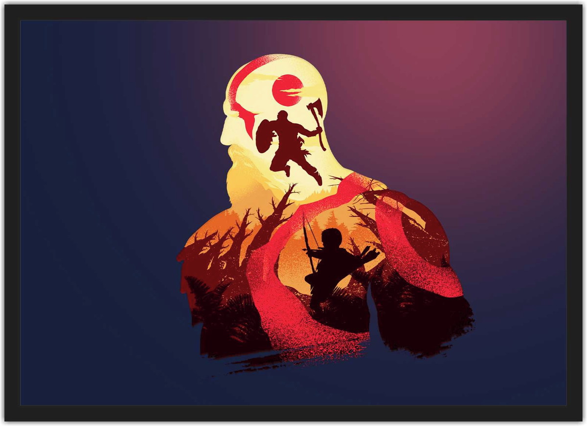 Quadro Decorativo God Of War Games Jogos Com Moldura 02 Elo7