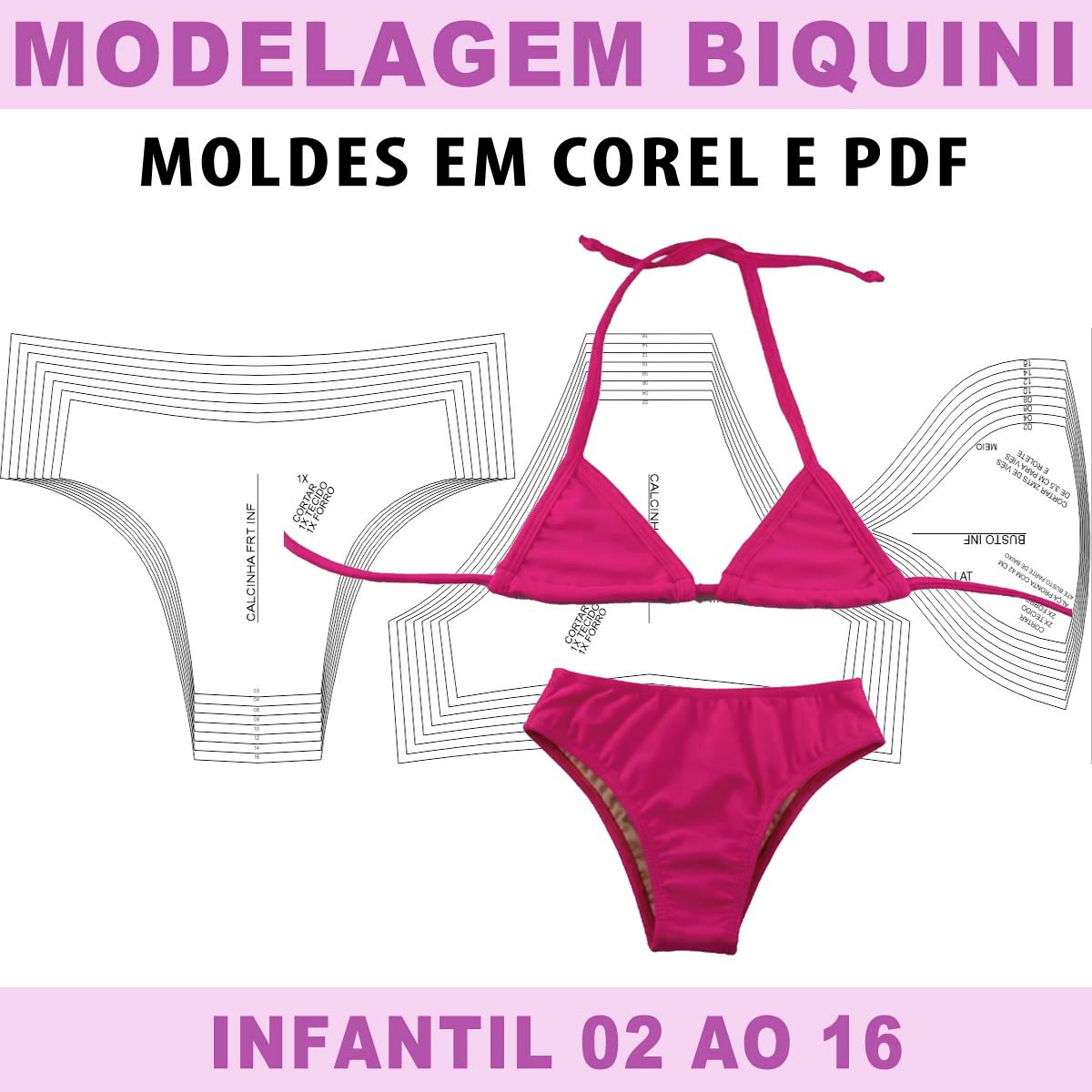 Modelagem Biquini Infantil Cortininha Corel Pdf Bikini | Elo7 Modelagem Biquini Infantil Cortininha Corel Pdf Bikini | Elo7