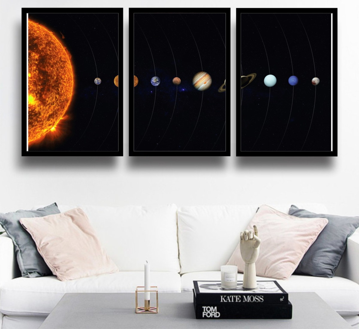 Kit 3 Quadros Decorativos Paisagens Planetas Molduras Elo7