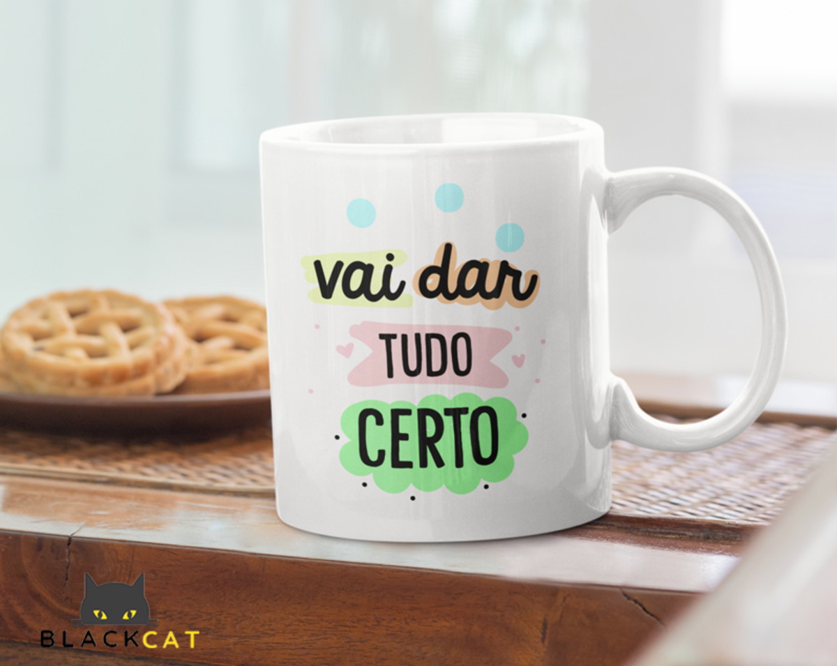 Caneca de Porcelana Frase Vai dar tudo certo | Elo7 Caneca de Porcelana Frase Vai dar tudo certo | Elo7