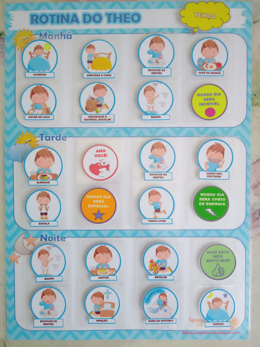Quadro De Rotina Diária Infantil Menino Receba Em Casa Elo7
