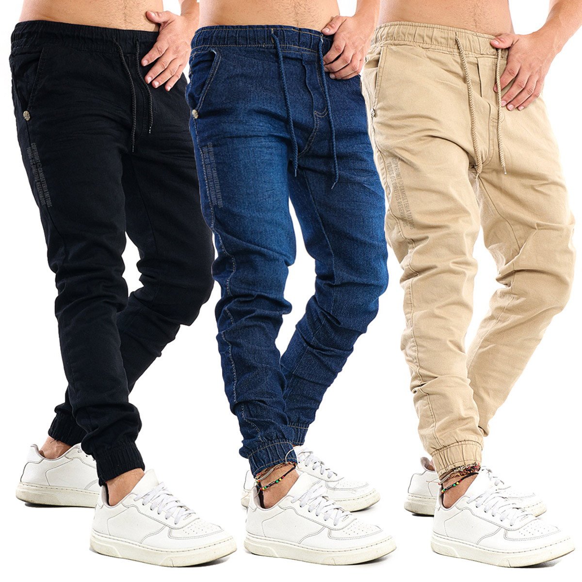 Kit 3 Calças Jogger Masculina Punho Com Elástico Elo7