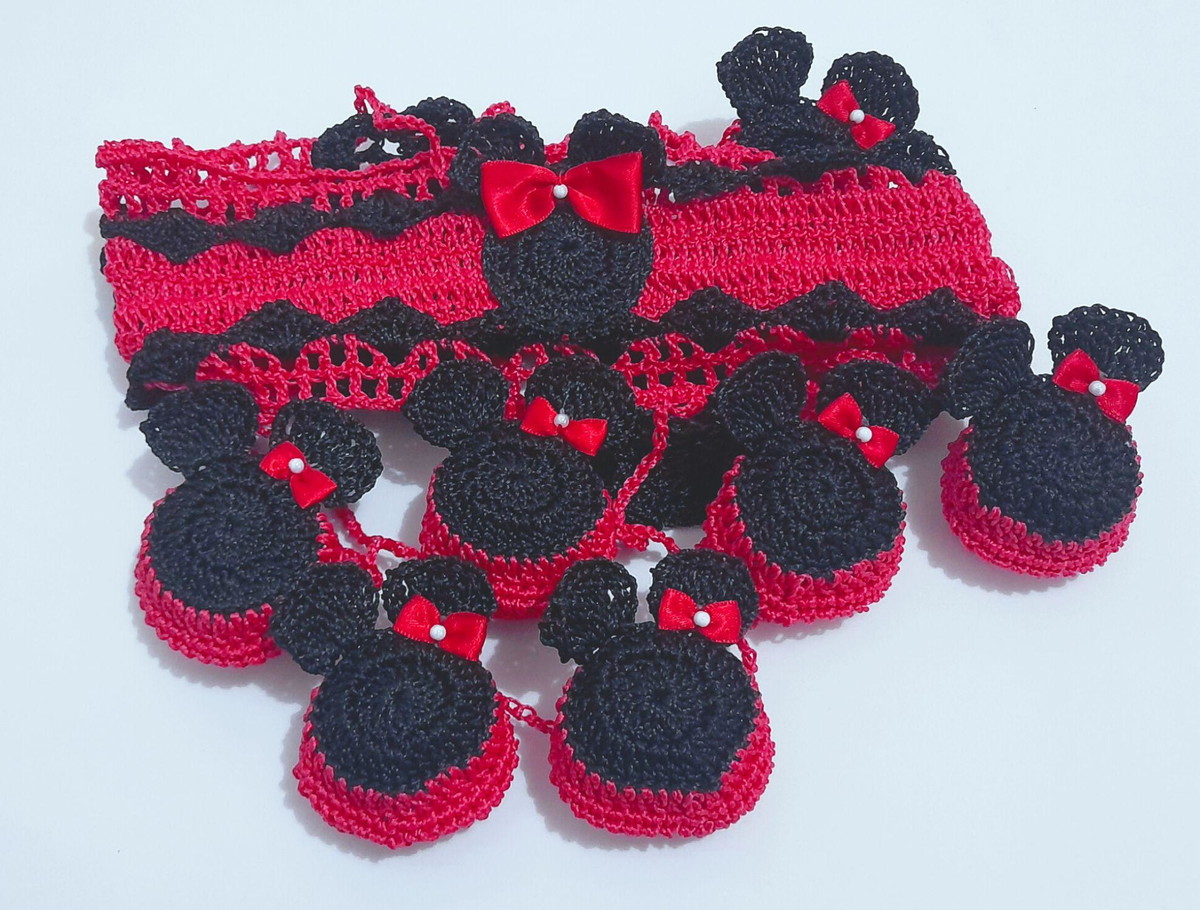 Kit 6 Capa de Botão de Fogão + Puxador em Crochê da Minnie | Elo7 Kit 6 Capa de Botão de Fogão + Puxador em Crochê da Minnie | Elo7