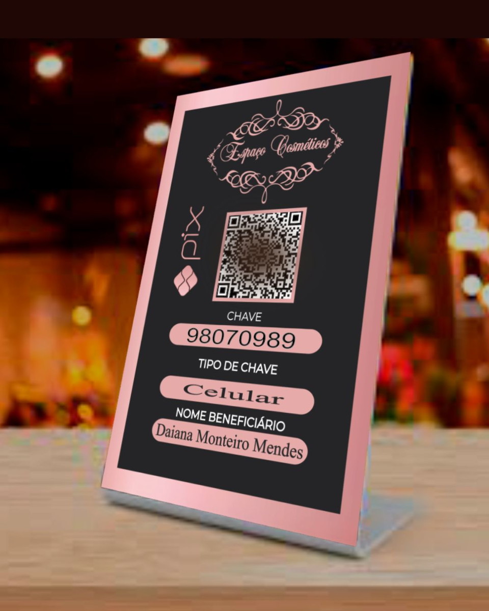 Placa Pix Qr Code Personalizada/display de Mesa Pix | Elo7 Placa Pix Qr Code Personalizada/display de Mesa Pix | Elo7