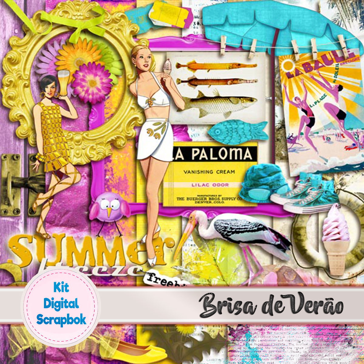 Kit Digital Scrapbook Brisa De Verão No Elo7 Lua Mariáh Design 1ad7224