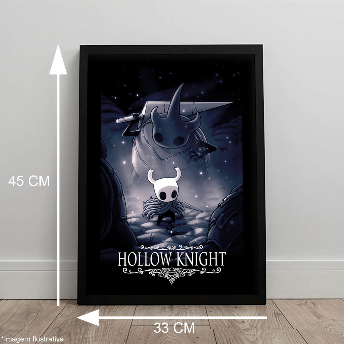 Quadro Hollow Knight Jogo Quarto Gamer Pôster C Moldura A3