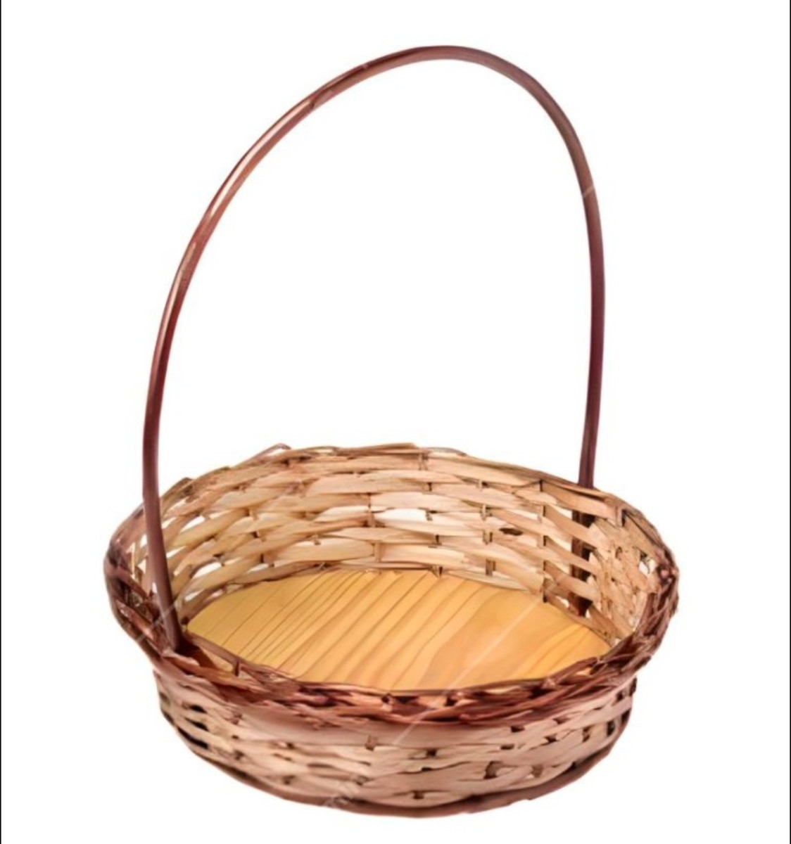 Cesta De Bambu Redonda Fundo De Madeira 24cm Elo7