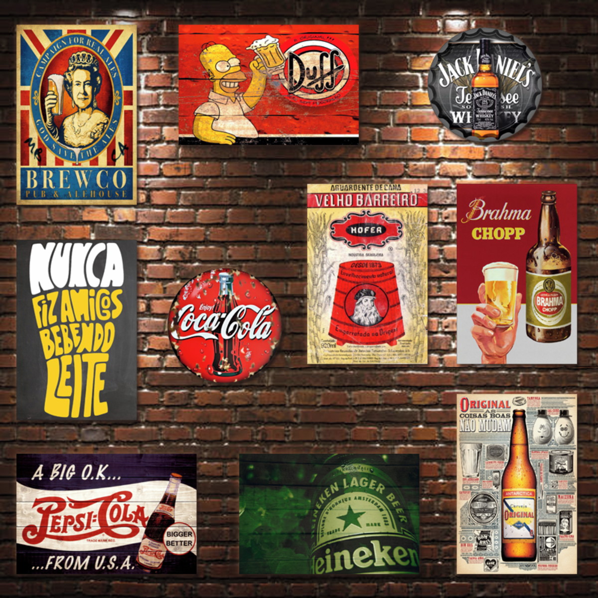 Kit 10 Placas Decorativas Mdf 28x20cm Bebidas Bar Churrasco