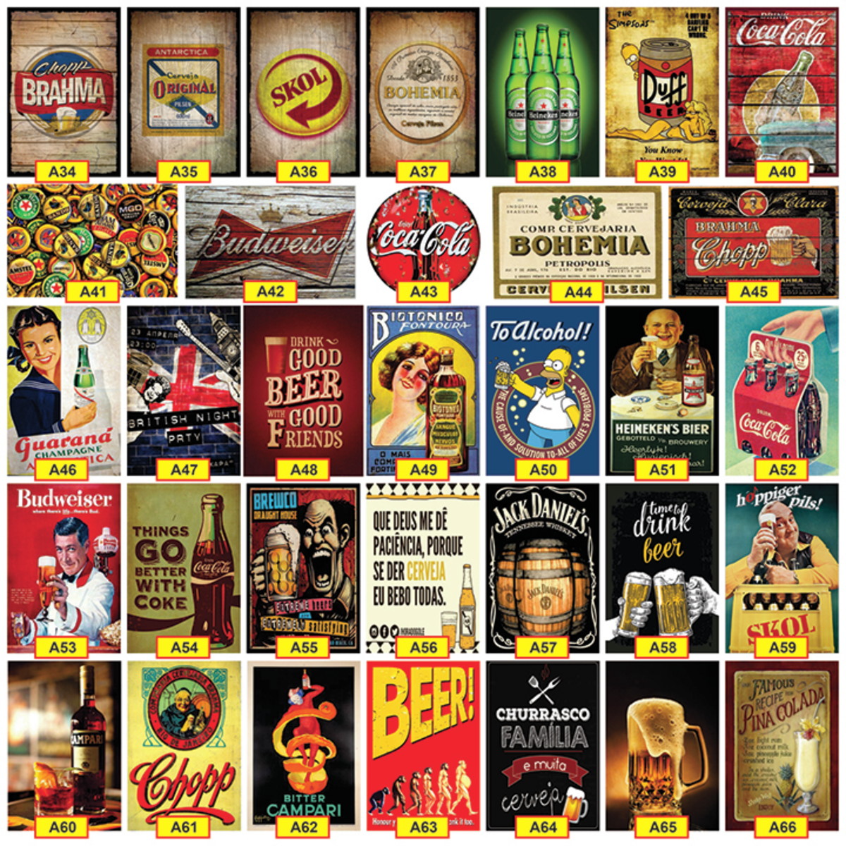 Kit 10 Placas Decorativas Mdf 28x20cm Bebidas Bar Churrasco