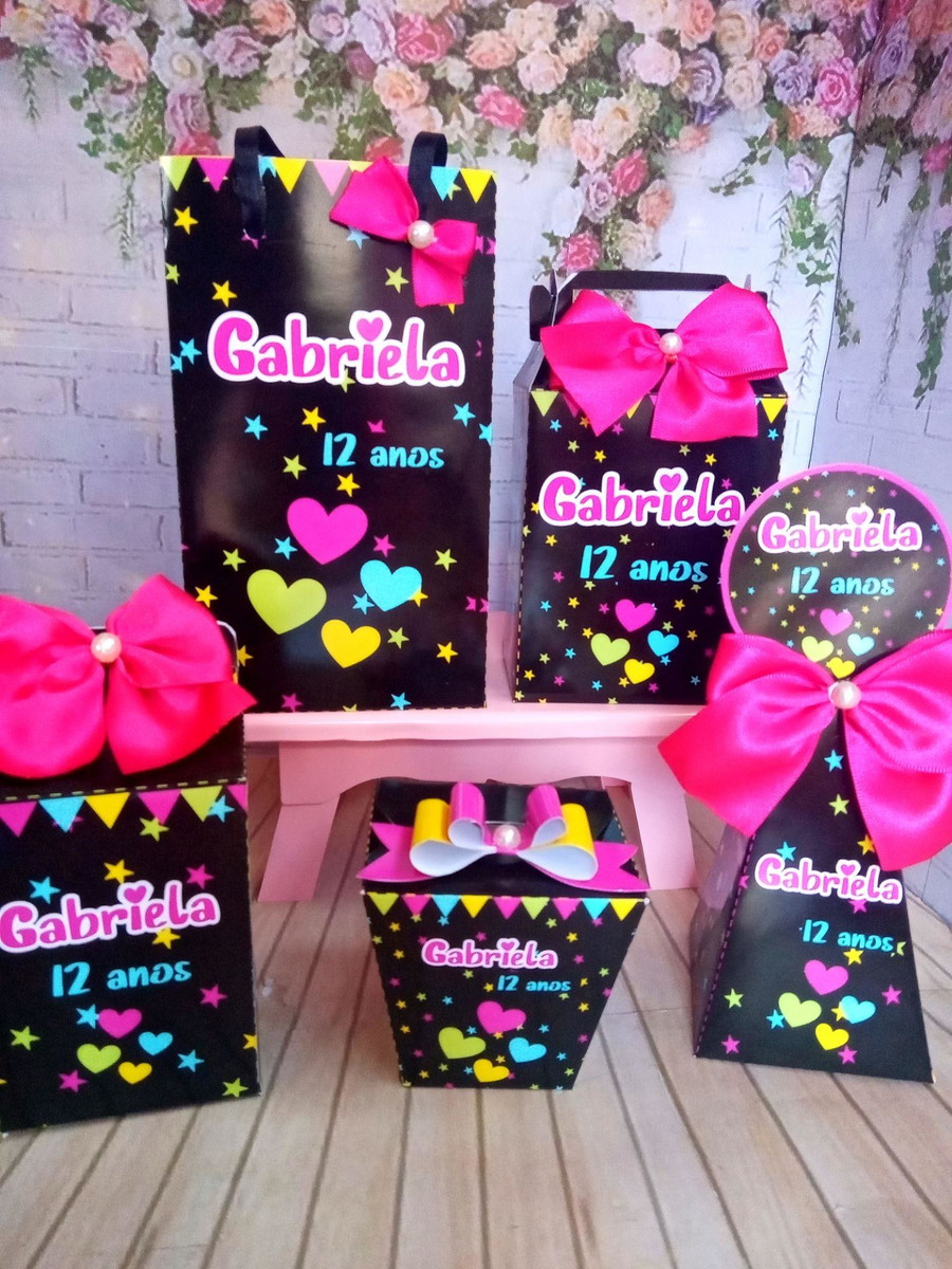 Kit Festa Personalizado Festa Neon 40 Caixas Elo7