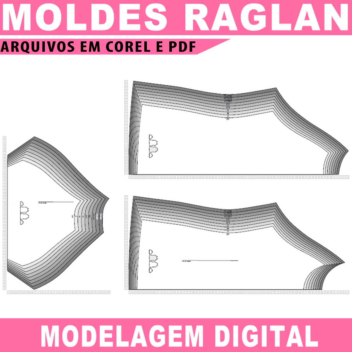 Modelagem Camiseta Raglan Feminina Moldes Corel pdf | Elo7 Modelagem Camiseta Raglan Feminina Moldes Corel pdf | Elo7