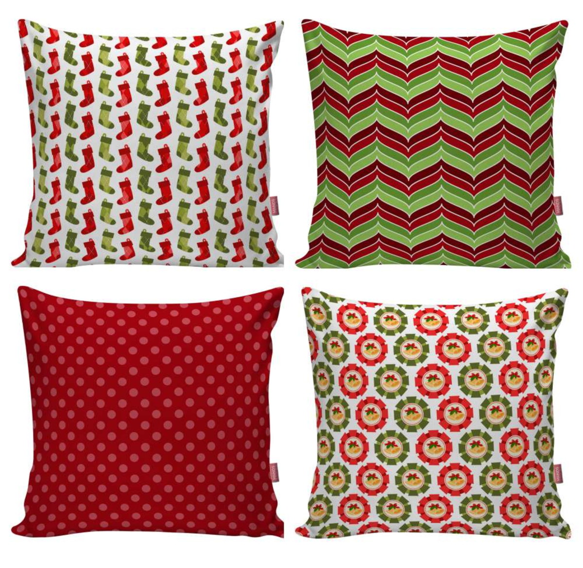 Kit 4 Capas De Almofadas Natal Verde Vermelho Kt4 71 Elo7