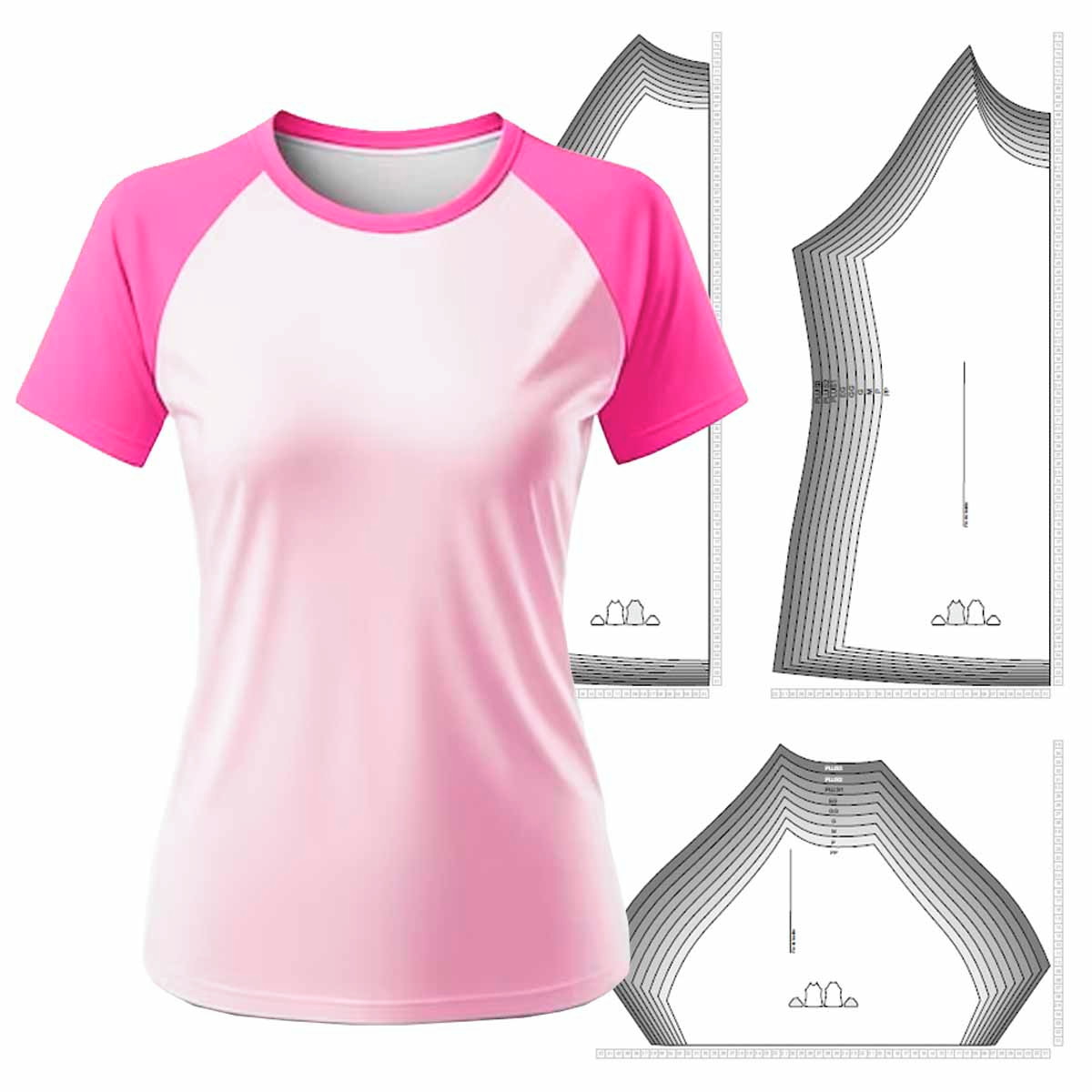Modelagem Camiseta Raglan Feminina Moldes Corel pdf | Elo7 Modelagem Camiseta Raglan Feminina Moldes Corel pdf | Elo7